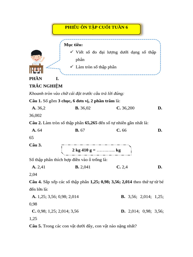 Bai Tap Cuoi Tuan Toan Lop 5 Ket Noi Tri Thuc Tuan 6 | PDF