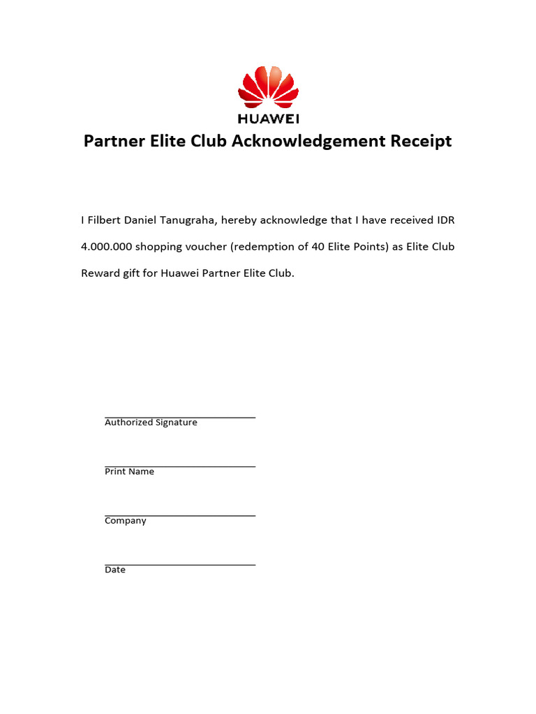 Filbert Indonesia - Attachment 4-Partner Elite Club Acknowledgement ...