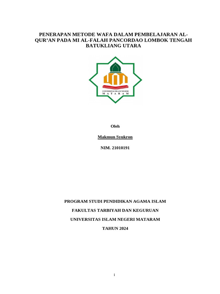 Metode Wafa di MI Al-Falah Lombok | PDF