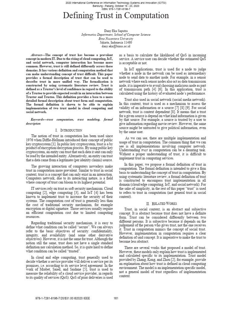 Defining Trust in Computation | PDF | System | Information