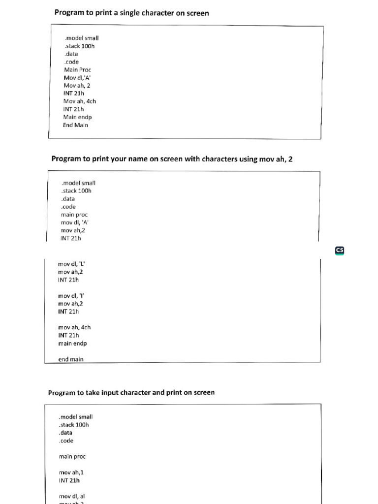 All Assembly Programs | PDF