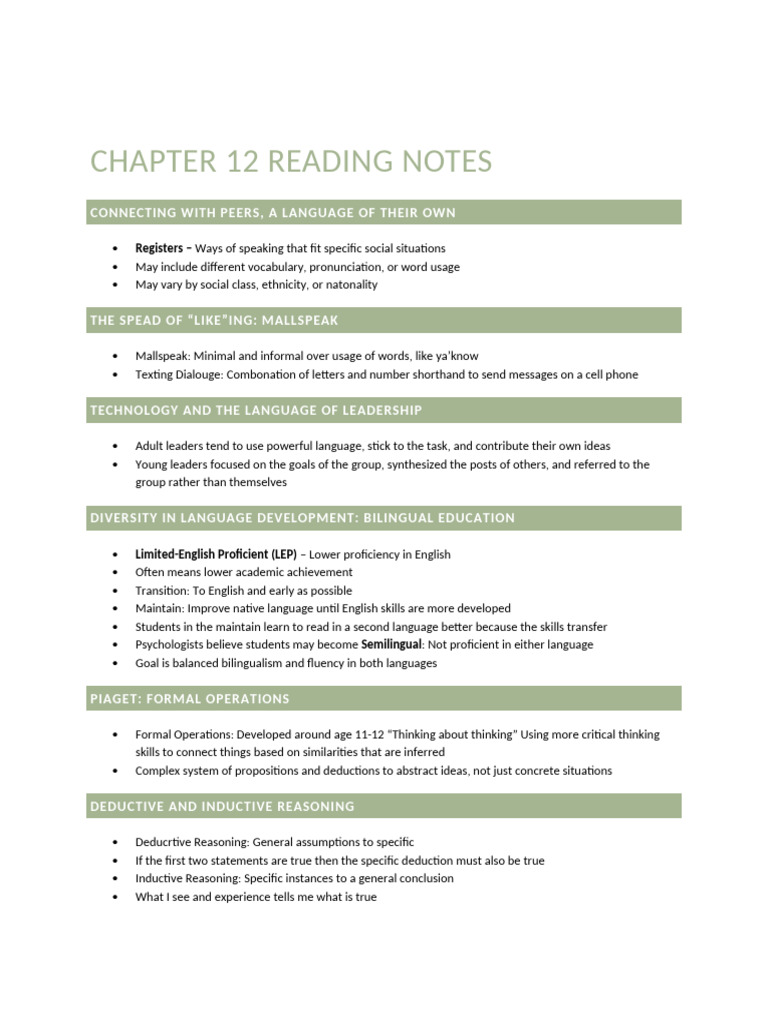 Chapter 12 Reading Notes | PDF | Thought | Reason