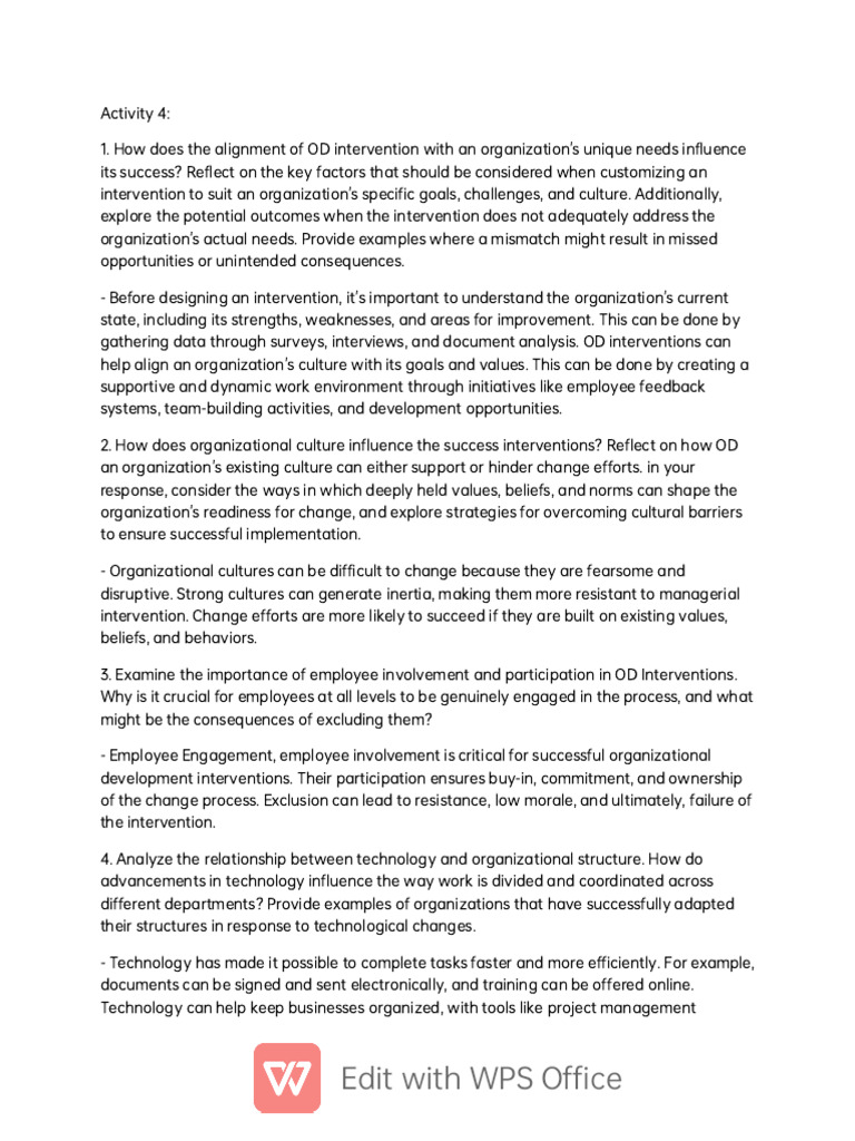 Activity 4-WPS Office | PDF | Organizational Culture | Organizational Structure