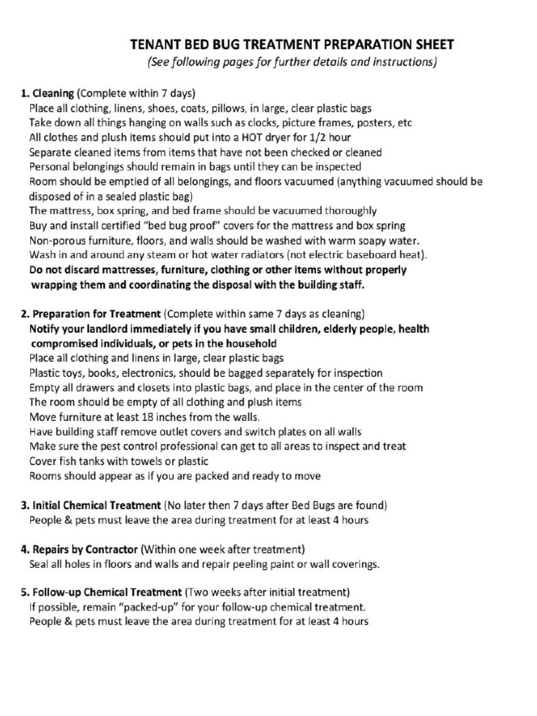 Bed Bug Treatment Preparation | PDF