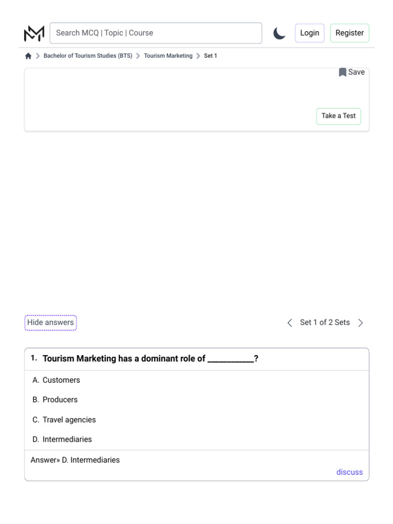 100+ Tourism Marketing Solved MCQs With PDF Download | PDF | Market ... 100+ Tourism Marketing Solved MCQs With PDF Download | PDF | Market ...