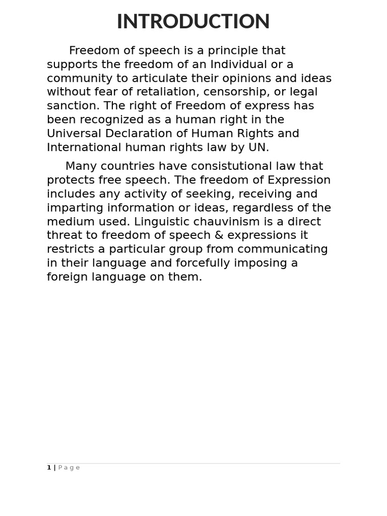 Freedom of Speech Is A Principle That Supports The Freedom of An ...