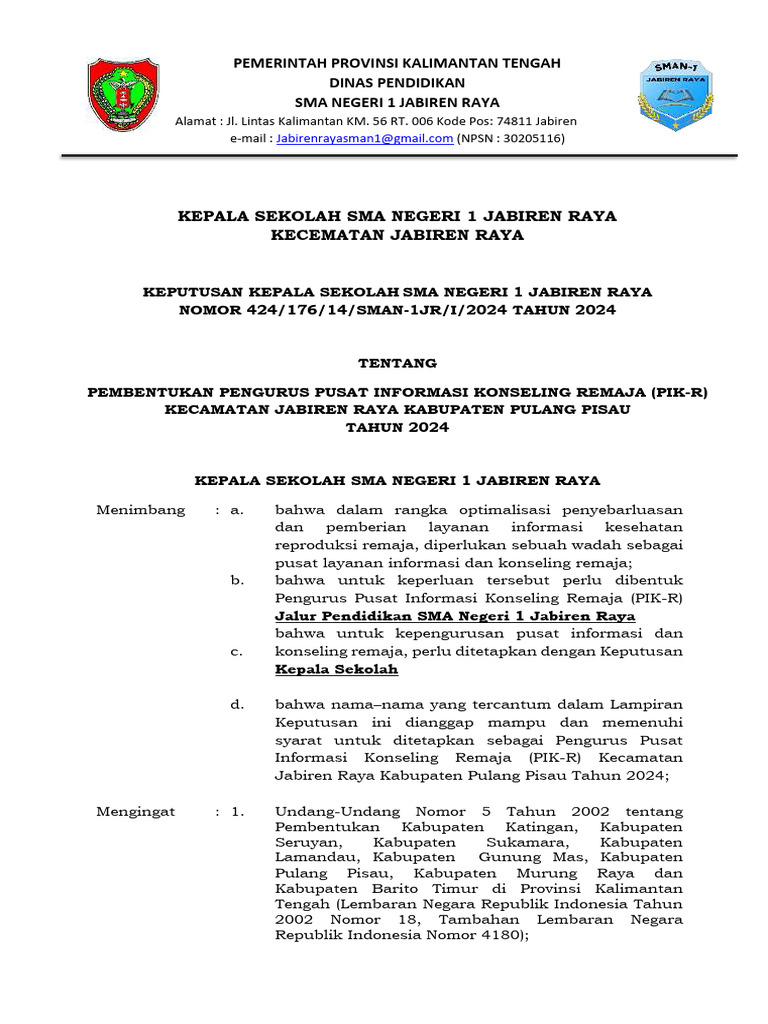 SK Pengurus Pik R | PDF | Pengelolaan Keuangan & Uang