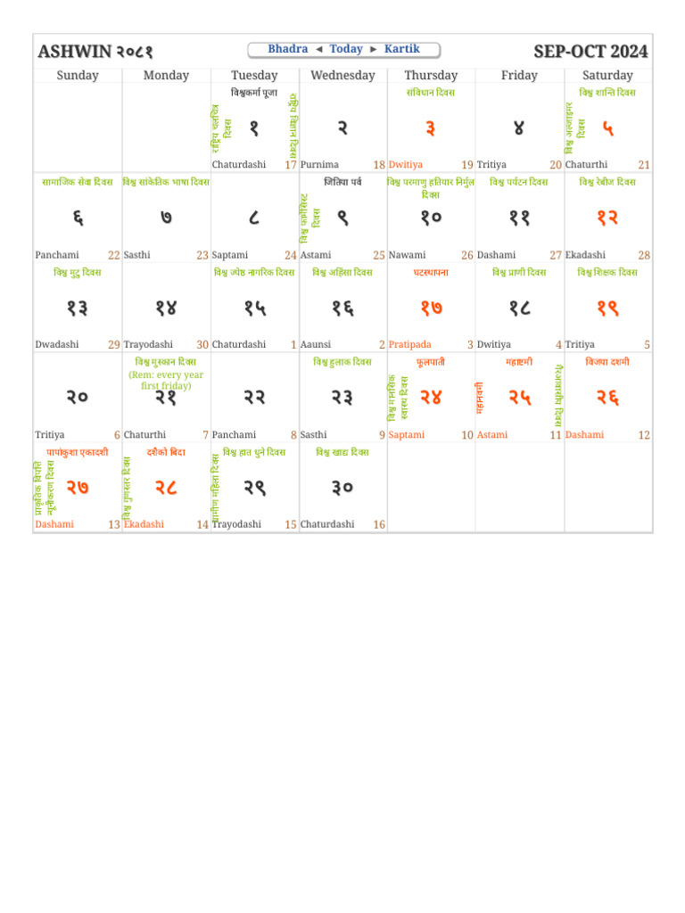 Nepali Calendar PDF | PDF