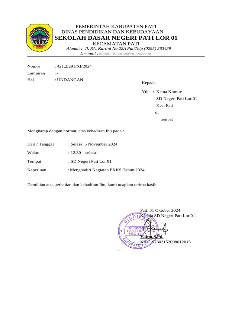 Undangan Komite PPKKS | PDF