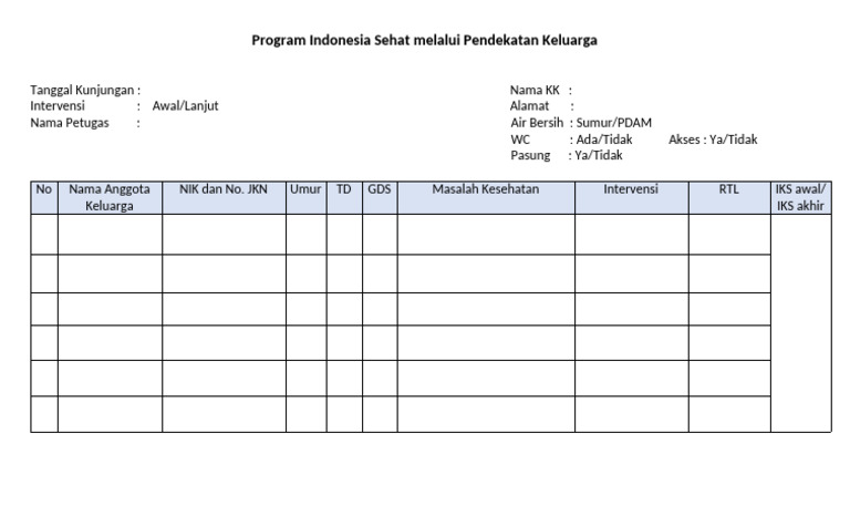 Formulir Kunjungan PISPK | PDF