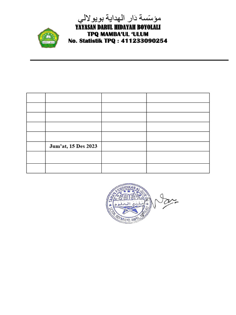 Jadwal Test TKA Wustho Gan | PDF