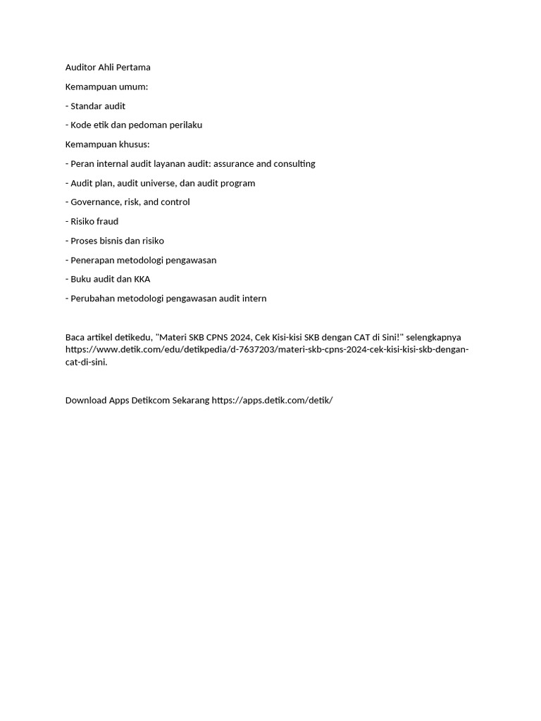 Kisi-Kisi Auditor Ahli Pertama | PDF