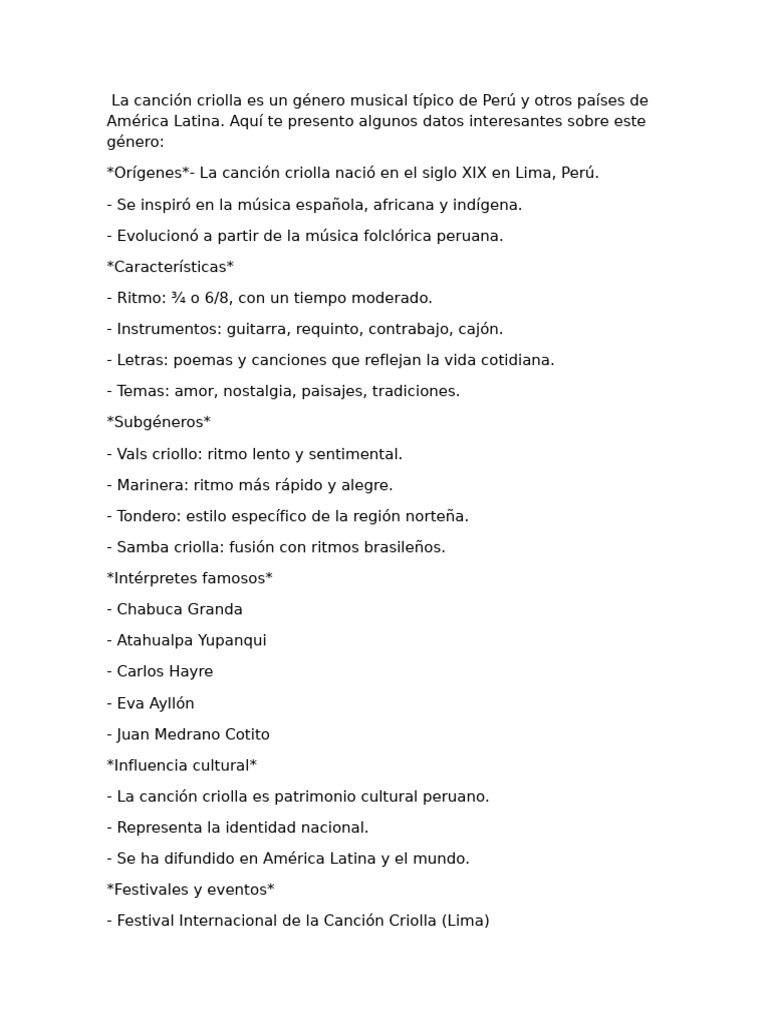 La Canción Criolla | PDF | Perú