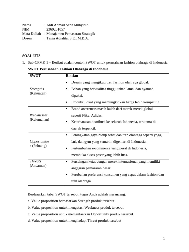 UTS MPS - 2360261057 - Aldi Ahmad SM | PDF | Bisnis | Seni