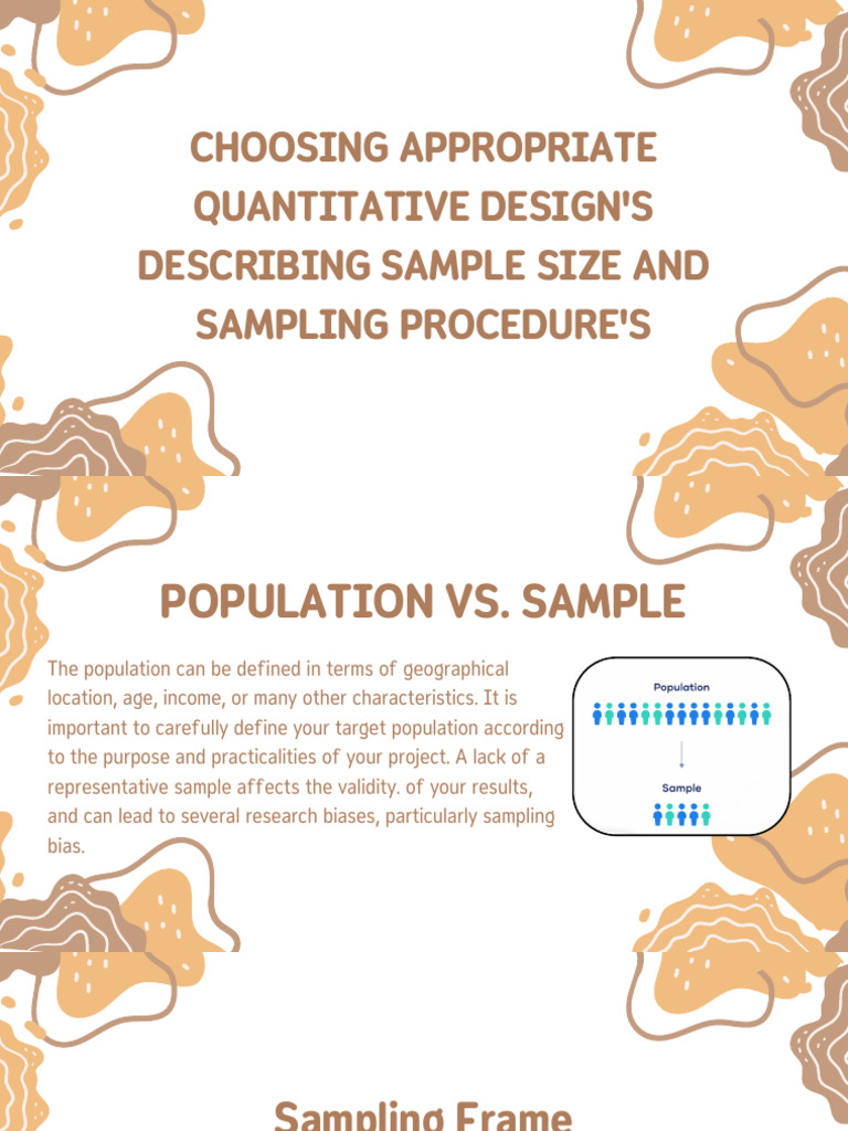 Choosing Appropriate Quantitative Design's Describing Sample Size and Sampling Procedure's | PDF ...