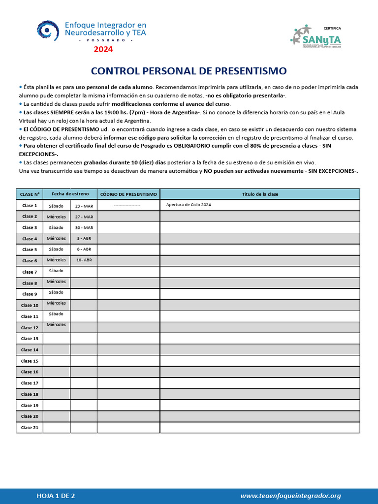 Planilla de Presentismo 2024 | PDF