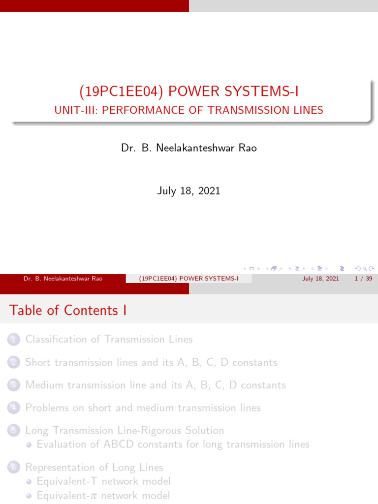 Performance of Transmission Lines | PDF | Electric Power Transmission ...
