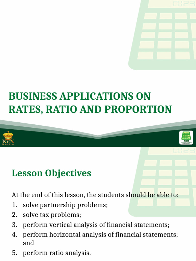 6 - Business - Applications of Rate Ratio and Proportions | PDF | Net ...
