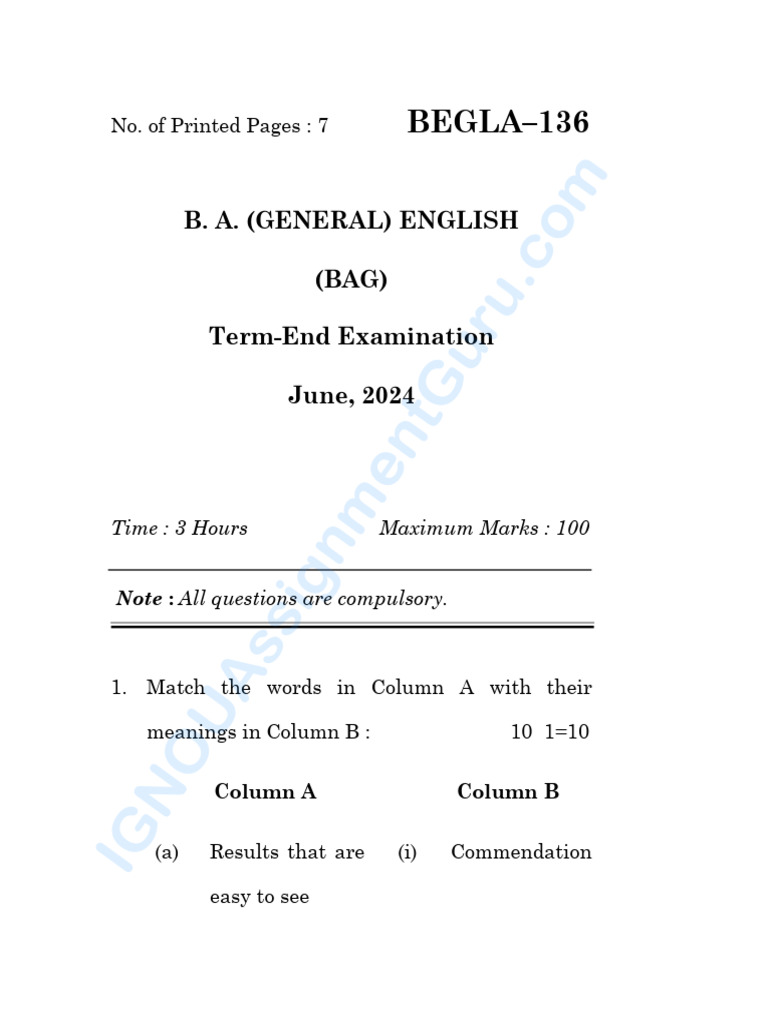 Begla-136 - June 2024 | PDF | Syntax | Grammar