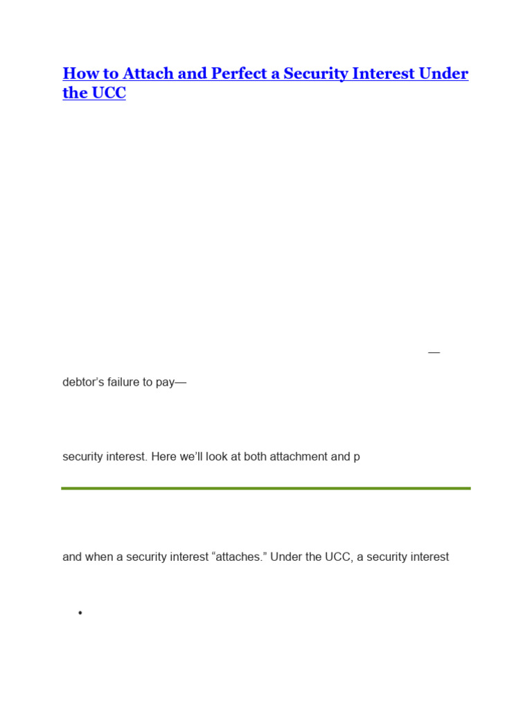 How To Attach and Perfect A Security Interest Under The UCC | PDF ...