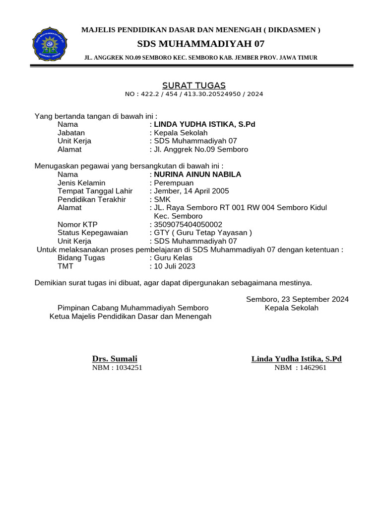 Surat Tugas Bila | PDF