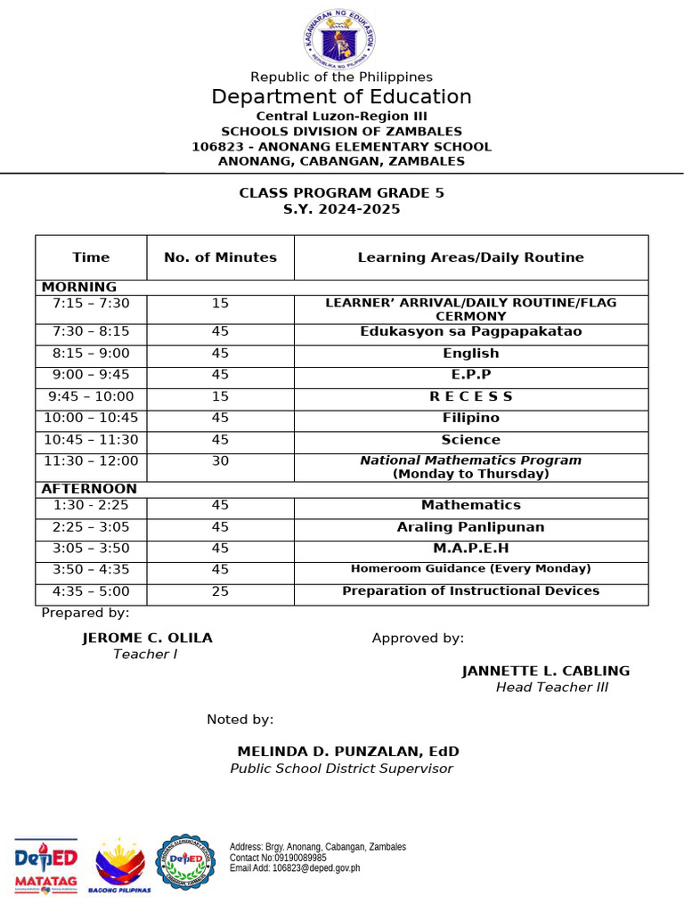 Class Program Grade 5 With Catch | PDF | Philippines