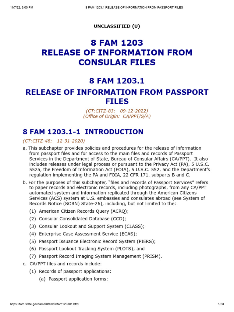 Passport Back End Info | PDF | Passport | Freedom Of Information Act ...