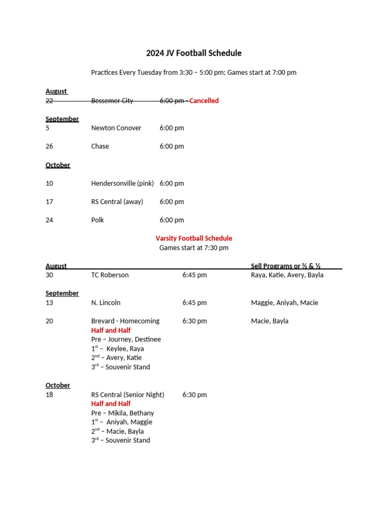 2024 Football Schedule | PDF