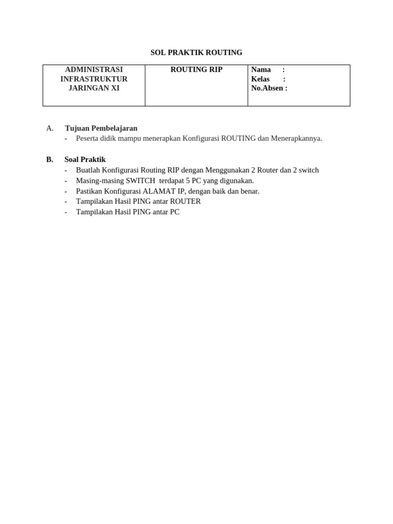 Sol Praktik Routing Rip | PDF