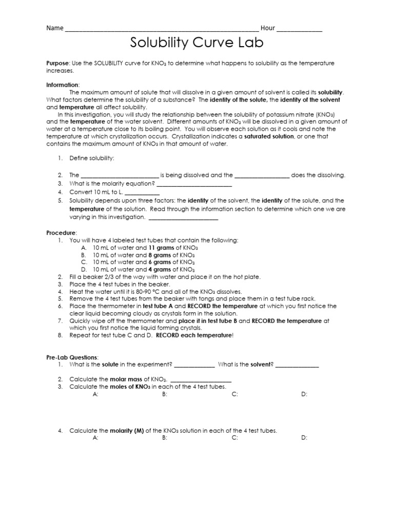 Solubility Curve Lab 2016 | PDF | Solubility | Water