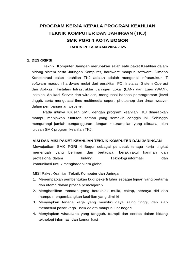 Program Kerja Tahunan - TJKT 2 | PDF | Seni