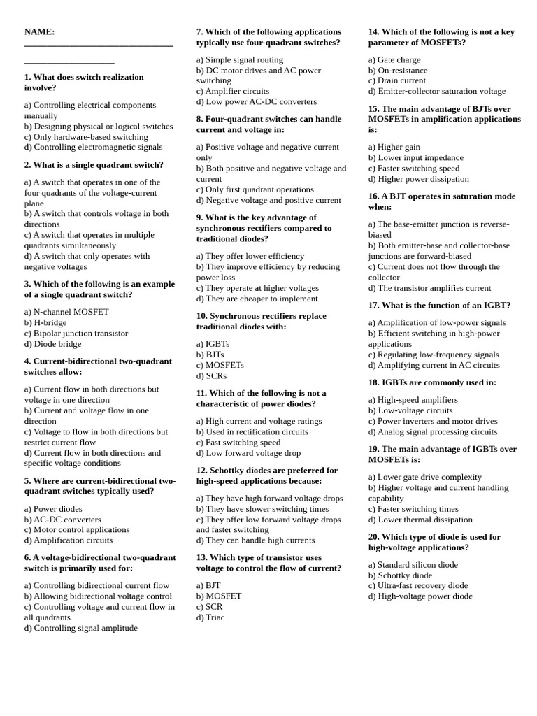 Understanding Switch Types And Applications Pdf Rectifier Bipolar