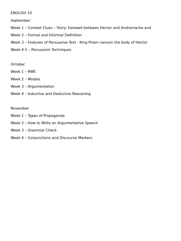 English 10 - LP | PDF