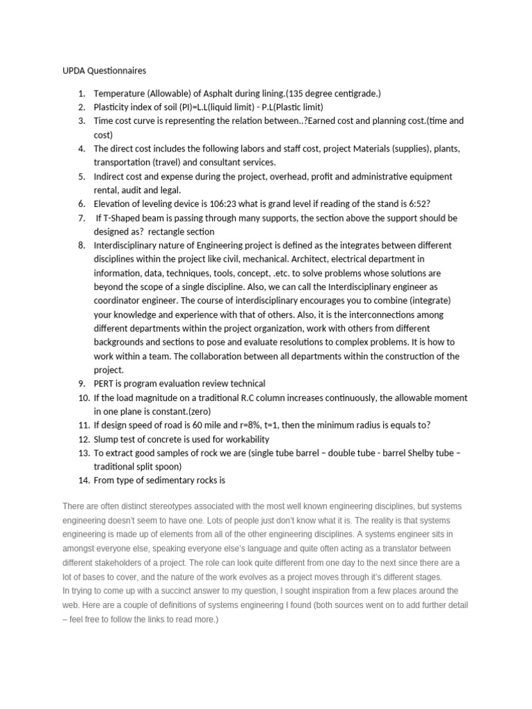 UPDA Questionnaires-10 | PDF | Project Management