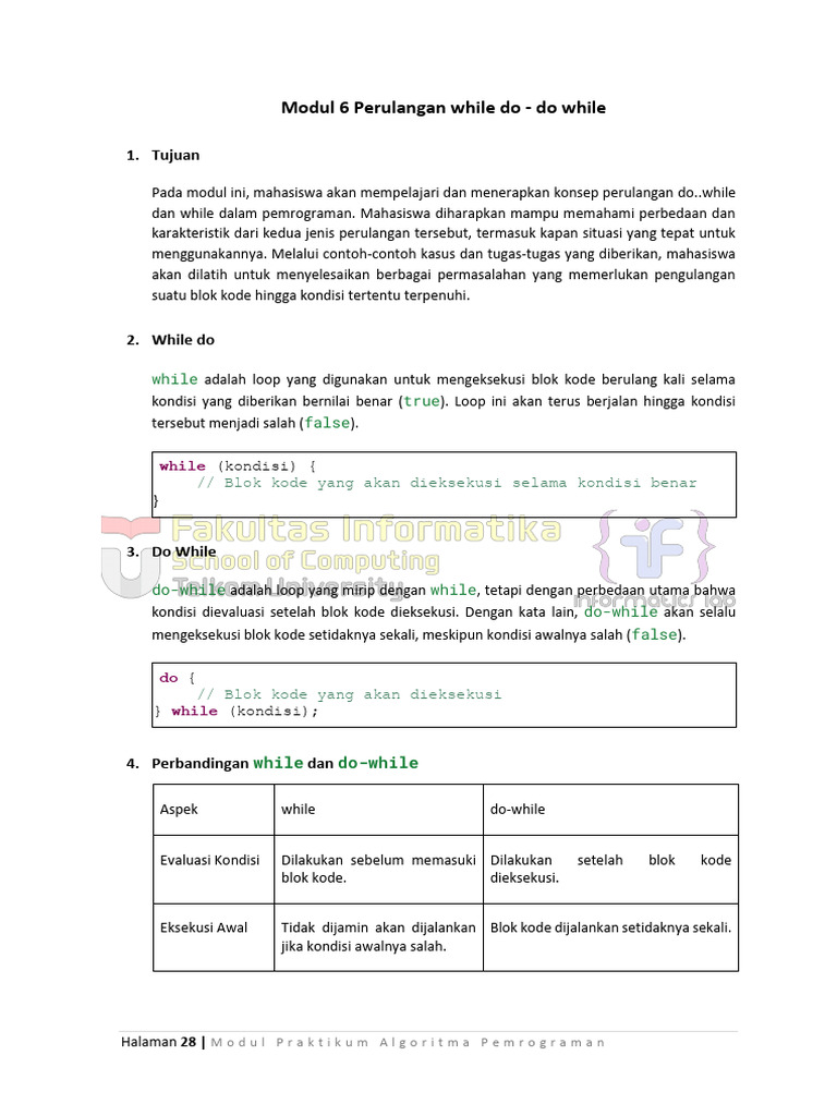 Modul Praktikum Algoritma Pemrograman RPL | PDF | Metode & Bahan Ajar | Komputer