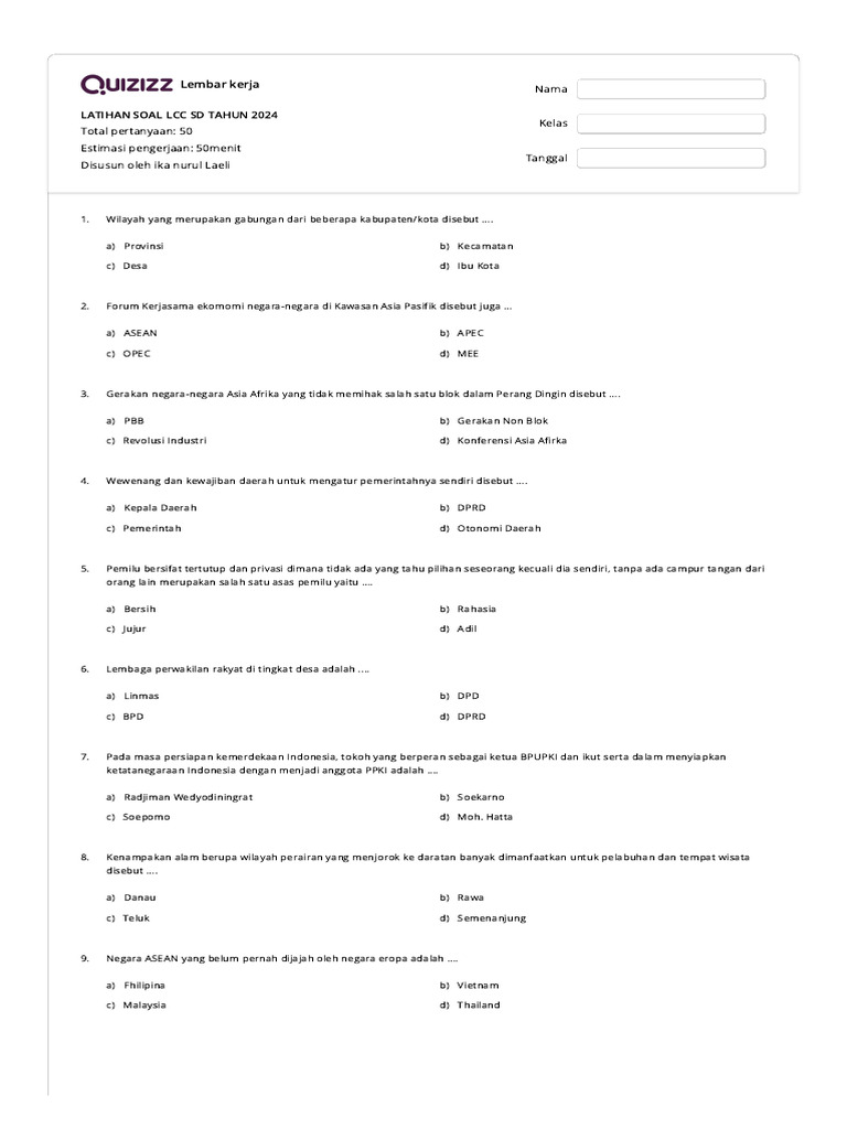Soal LCC SD 2024 | PDF