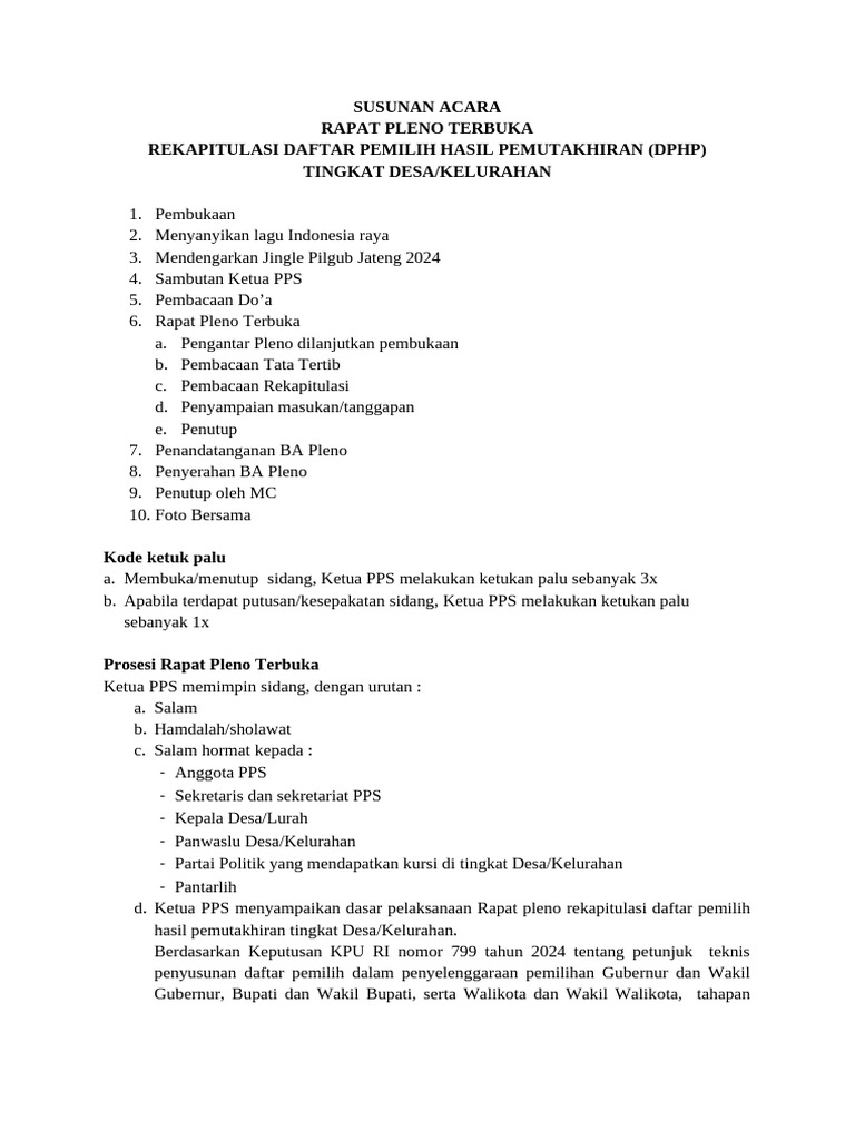 Rapat Pleno Terbuka DPHP Desa/Kelurahan | PDF
