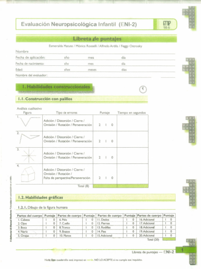 ENI-2 - Libreta de Puntaje | PDF
