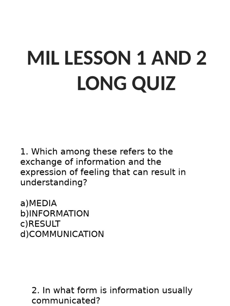 LONG QUIZ #1 | PDF | Communication | Information