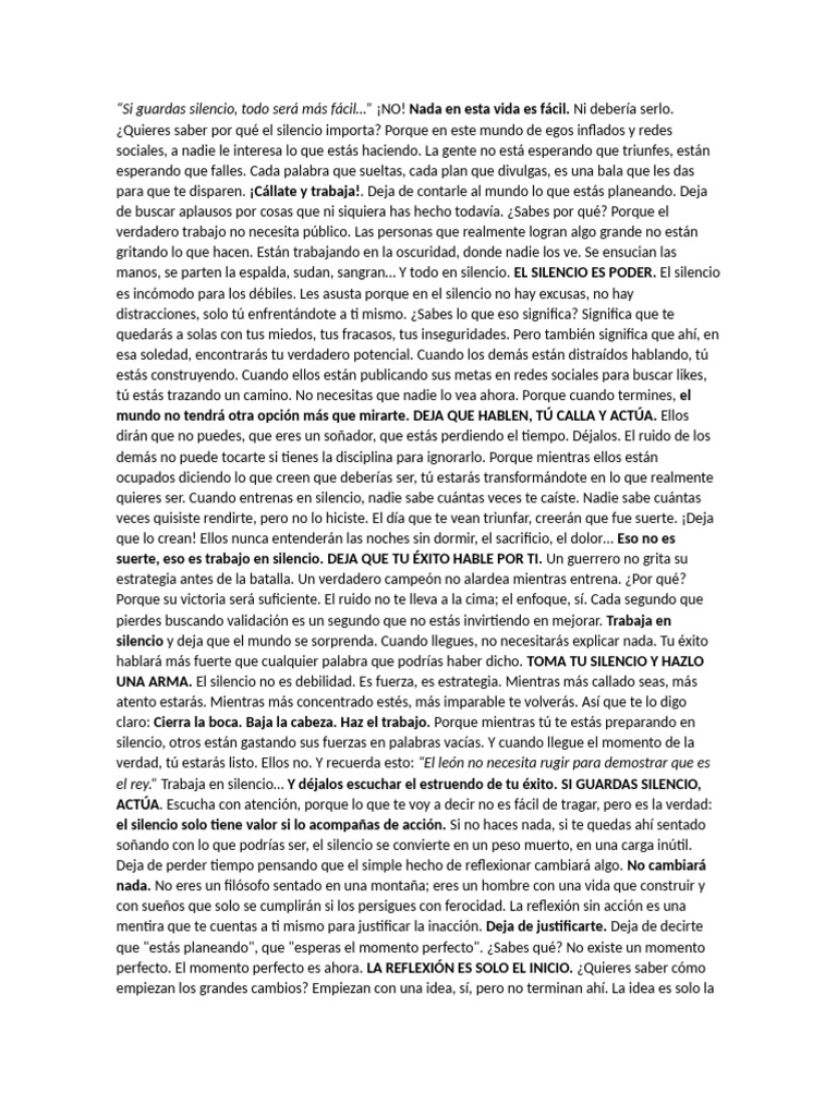 Si Guardas Silencio | PDF