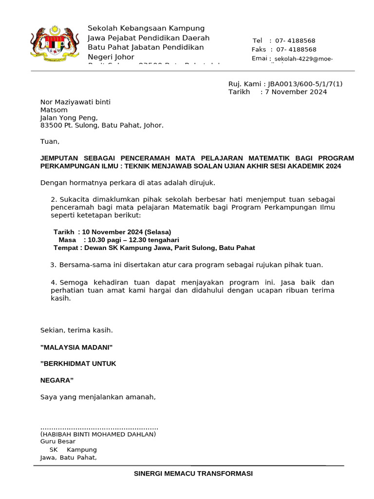 Surat Jemputan Penceramah | PDF