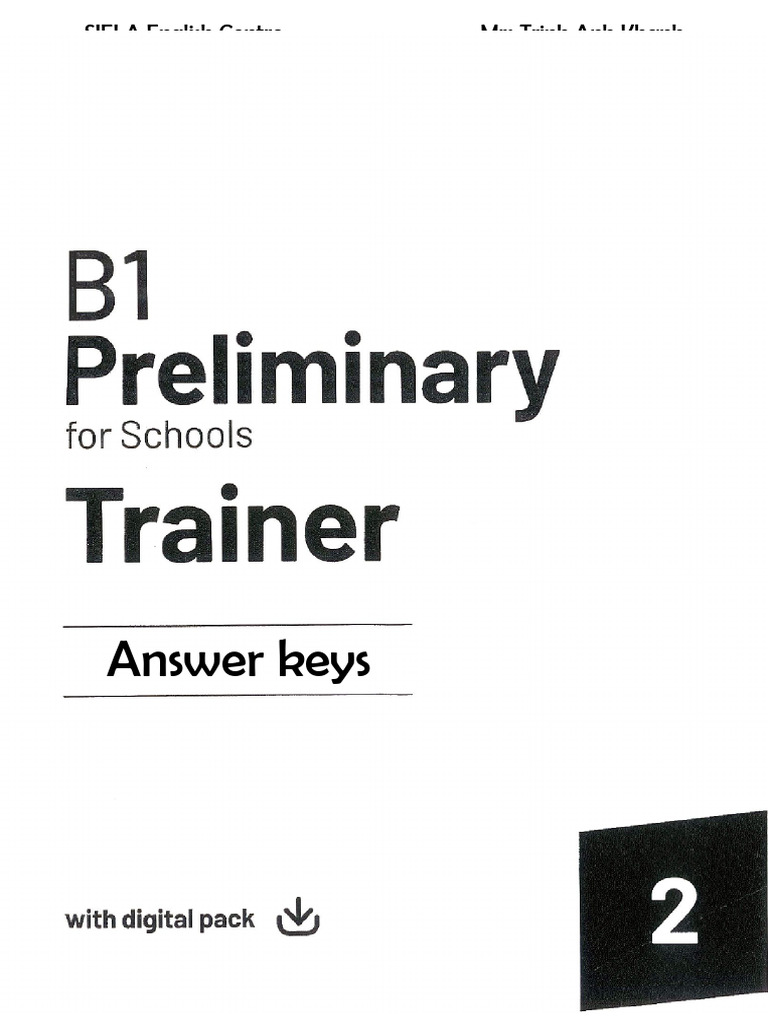 B1 Preliminary For Schools Trainer 2 - Answer Keys | PDF