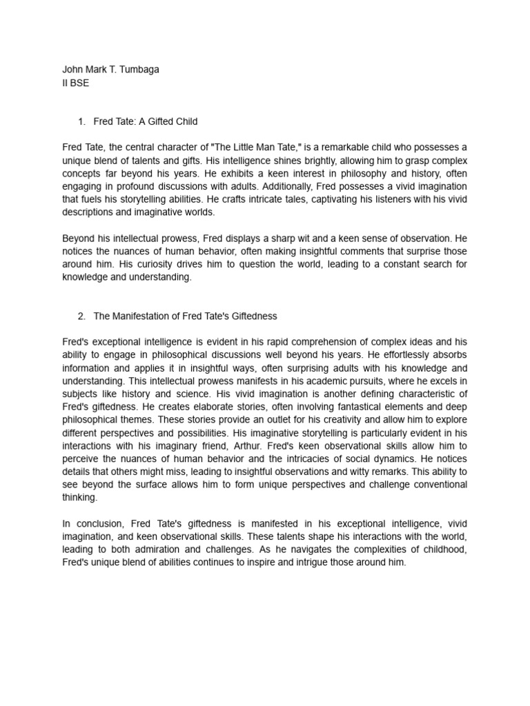Tumbaga, John Mark T. - Fred Tate | PDF