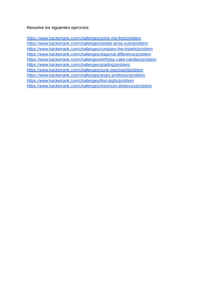 Soluciones a Ejercicios de HackerRank | PDF