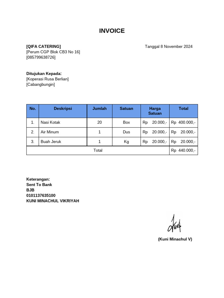 Template Invoice Paper - Id | PDF
