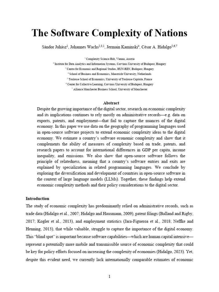 The Software Complexity of Nations | PDF | Errors And Residuals ...