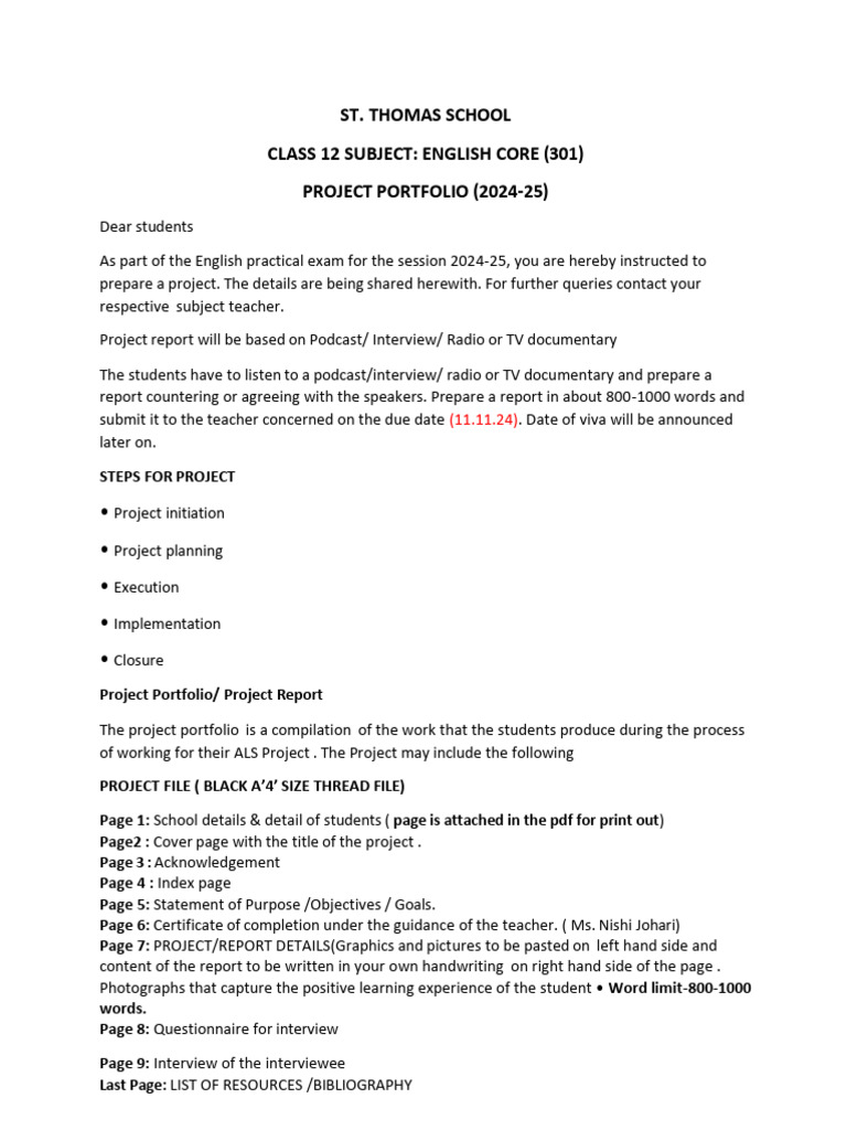 Class XII English Project 24-25-1 | PDF | Fluency | Vocabulary