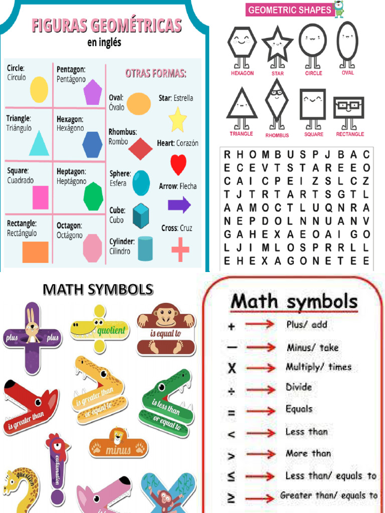 Ficha de Las Figuras Geometricas y Los Signos Matematicos | PDF
