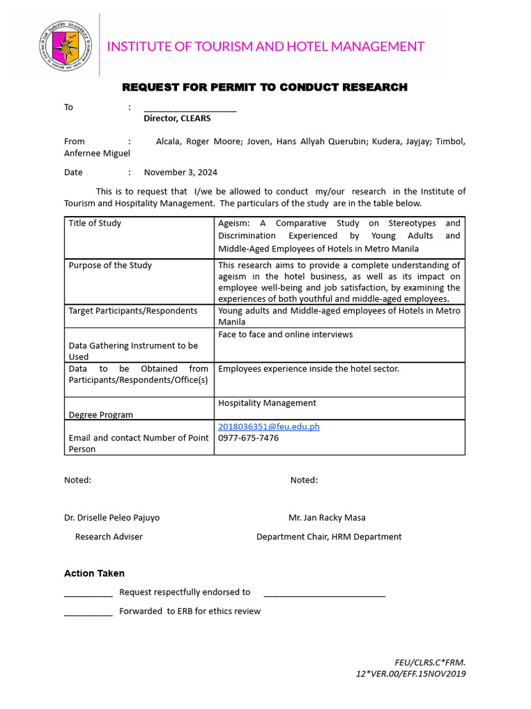 Research Permit for Ageism Study | PDF
