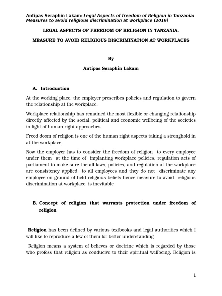 Legal Aspects of Freedom of Religion in | PDF | Justice | Crime & Violence